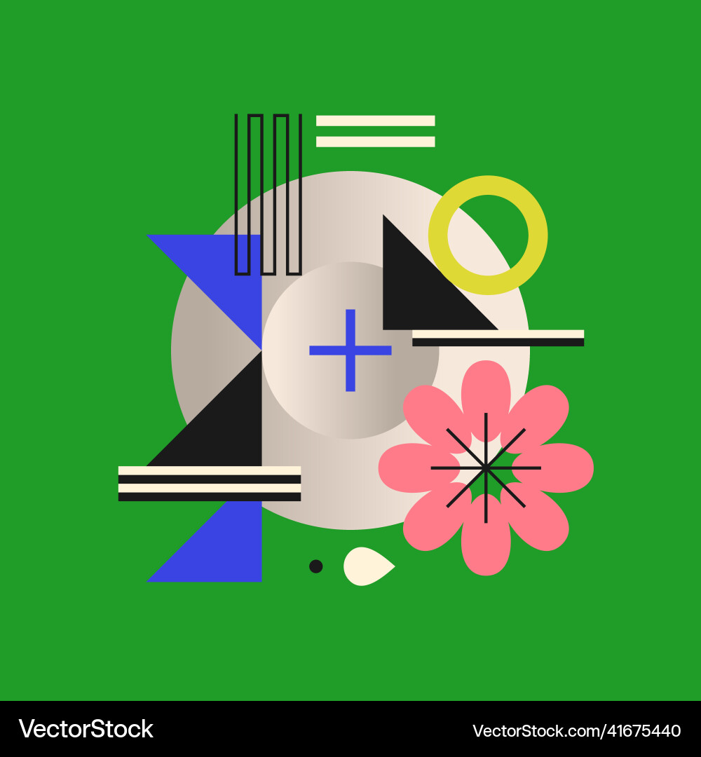 Modern geometric composition of various shapes Vector Image