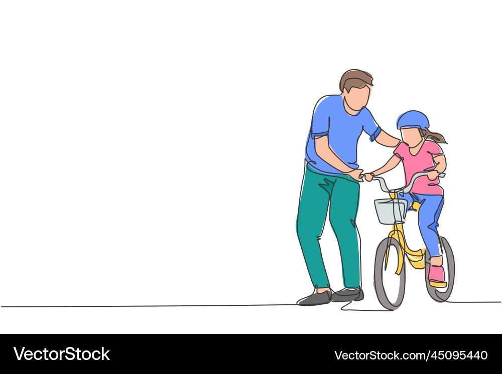 One single line drawing young father teaching his Vector Image