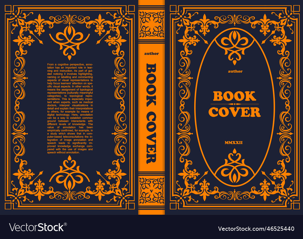 Ornate leather book cover and old retro ornament Vector Image