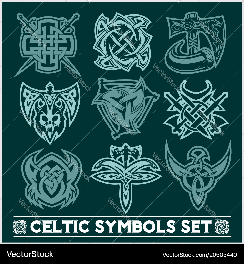Set celtic symbols icons Royalty Free Vector Image
