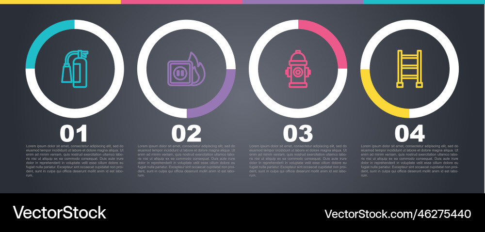 Set line fire extinguisher electric wiring Vector Image