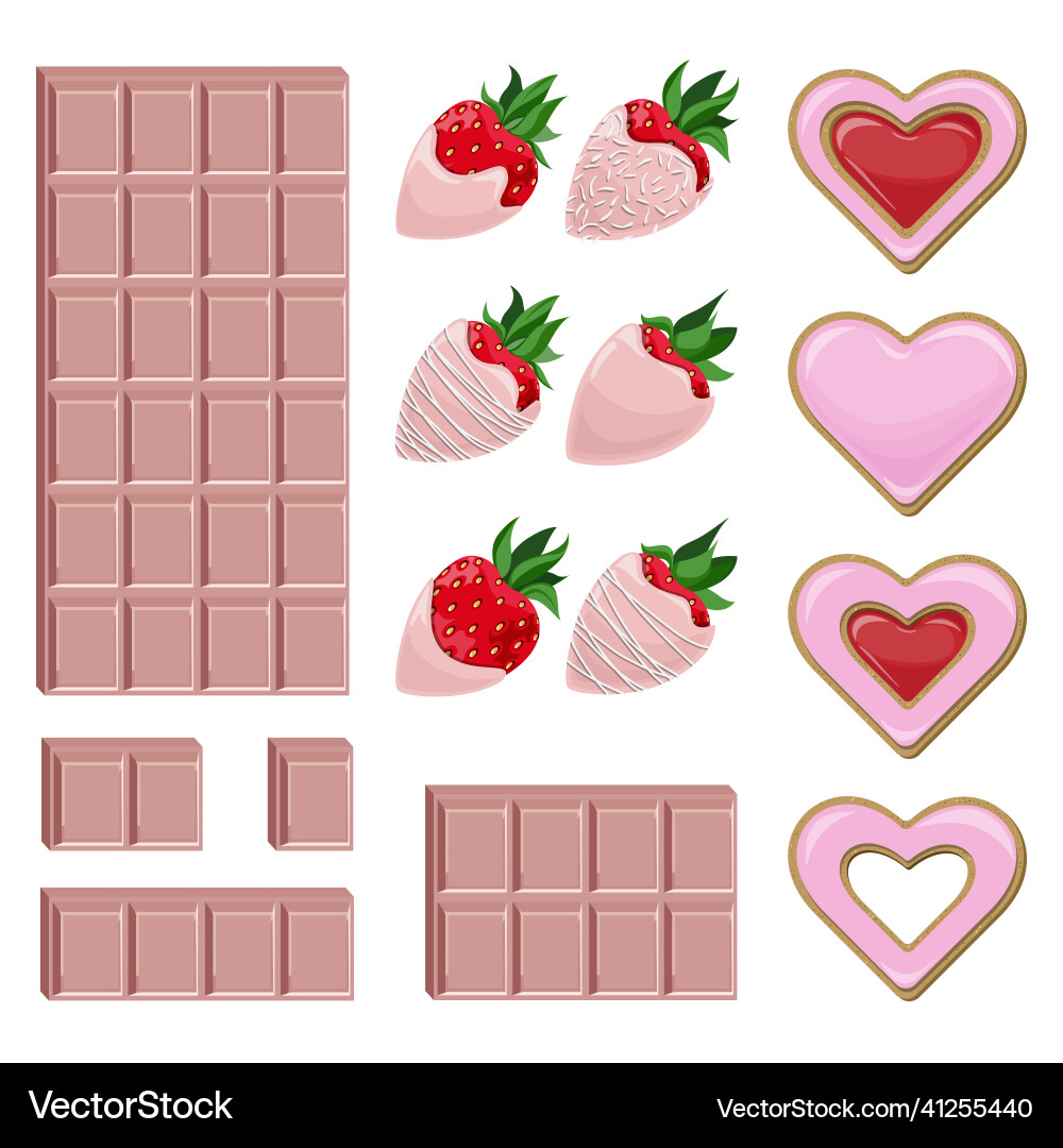 Set of pink sweets Royalty Free Vector Image - VectorStock