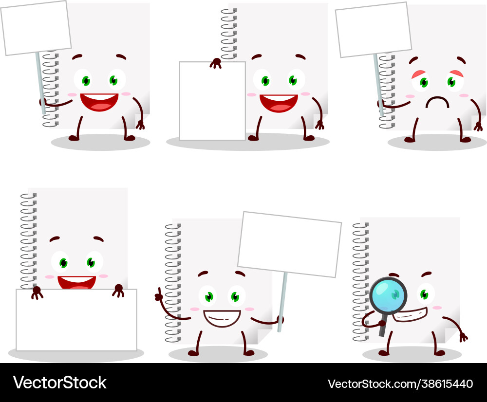 Spiral blank white notebooks cartoon character Vector Image