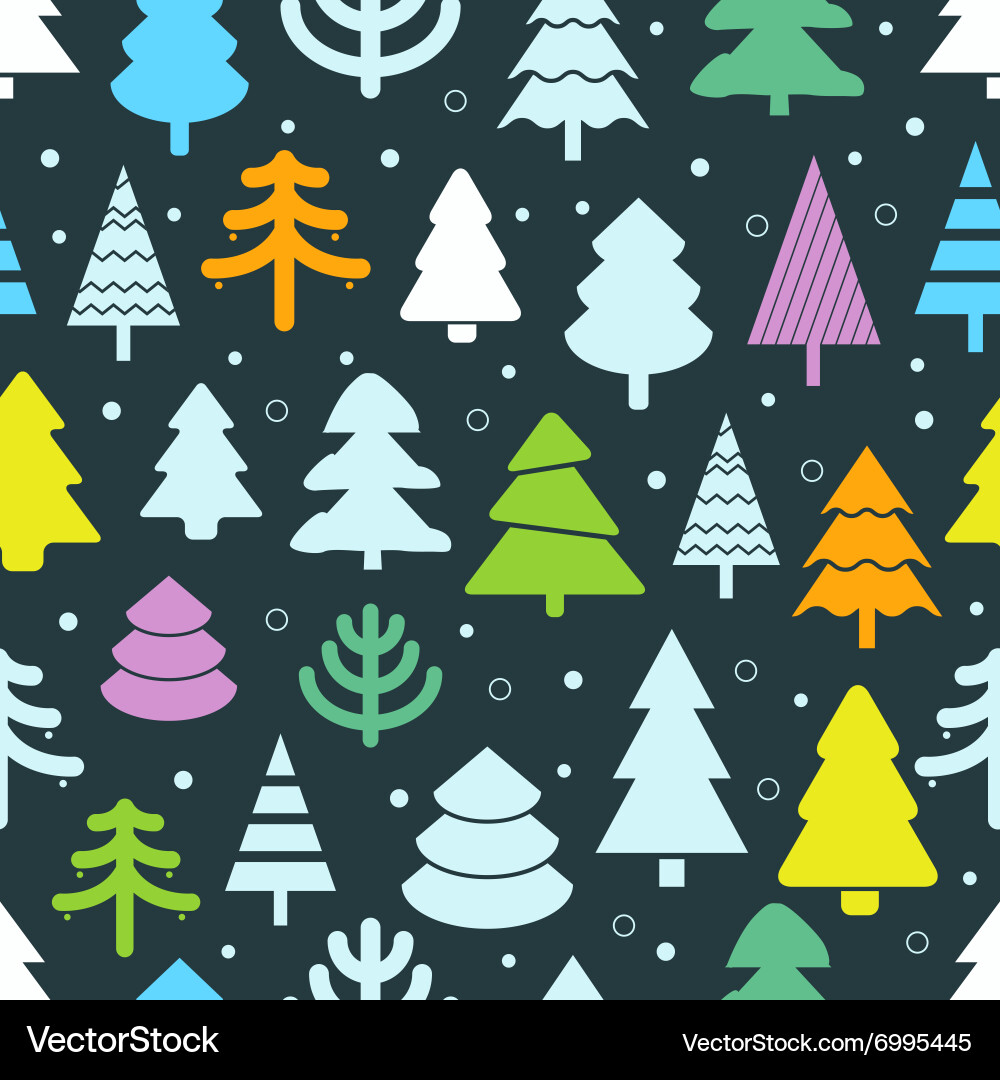 Abstract color christmas trees seamless background