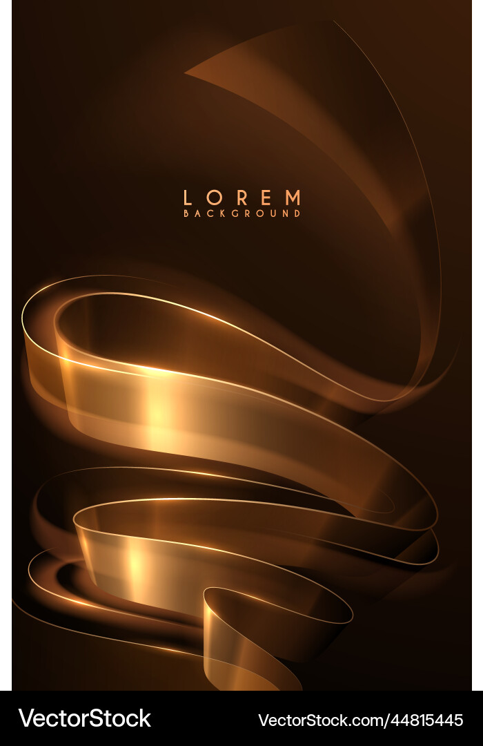 Abstract golden ribbon with light lines Royalty Free Vector