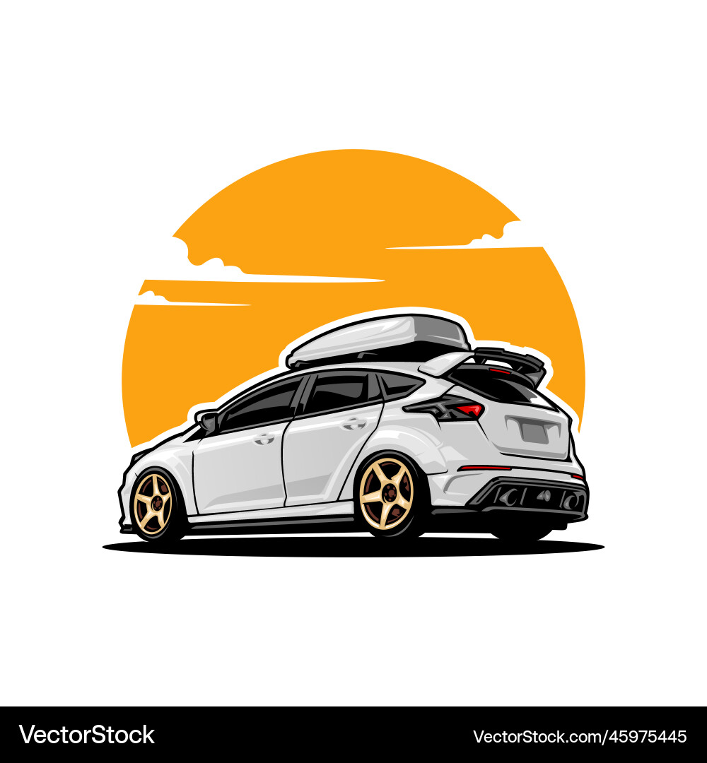 Car with roof box logo Royalty Free Vector Image