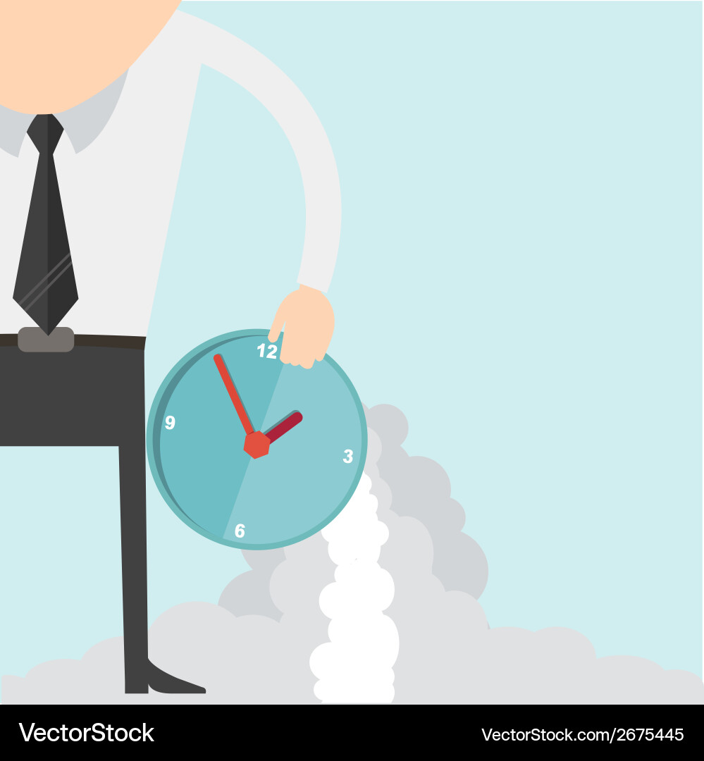 Cartoon businessman with clock concept Royalty Free Vector