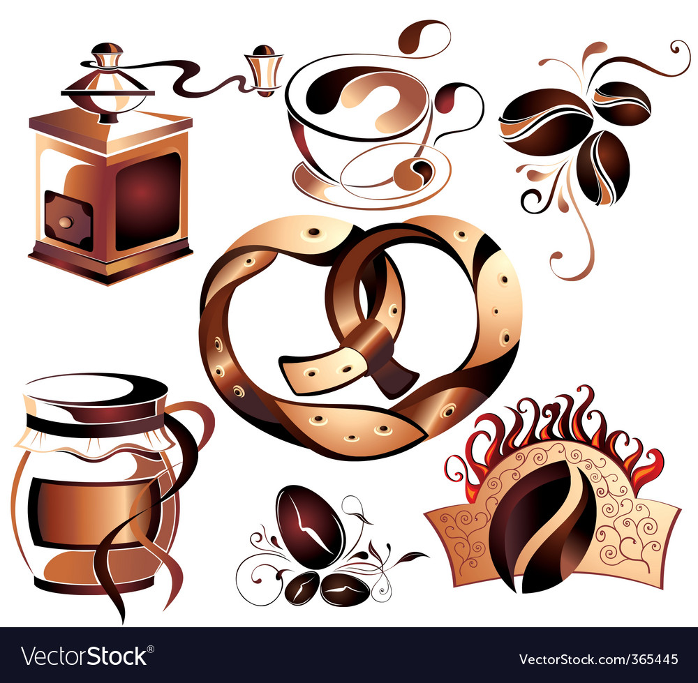 Coffee elements Royalty Free Vector Image - VectorStock