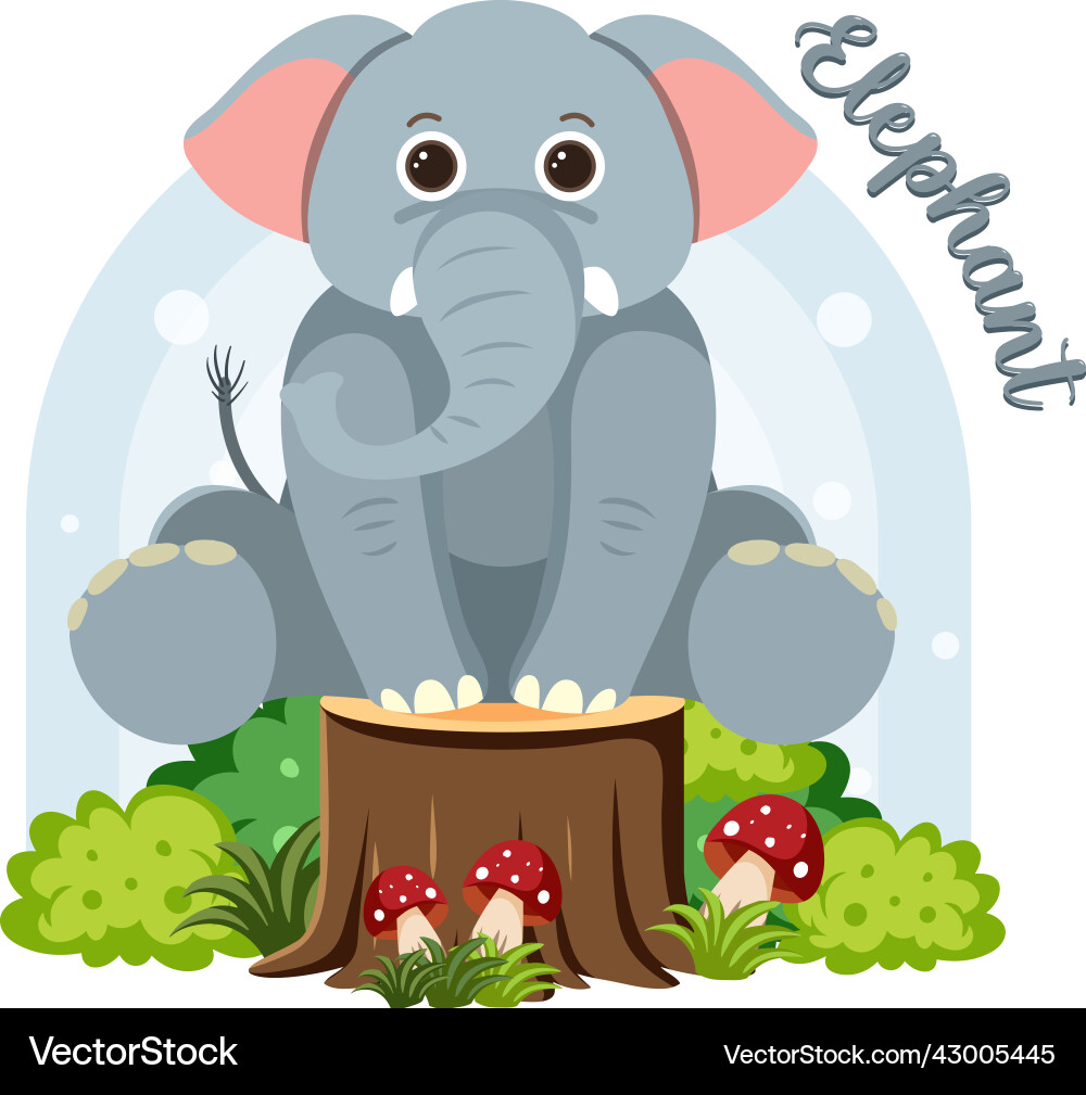 Cute elephant in cartoon flat style Royalty Free Vector