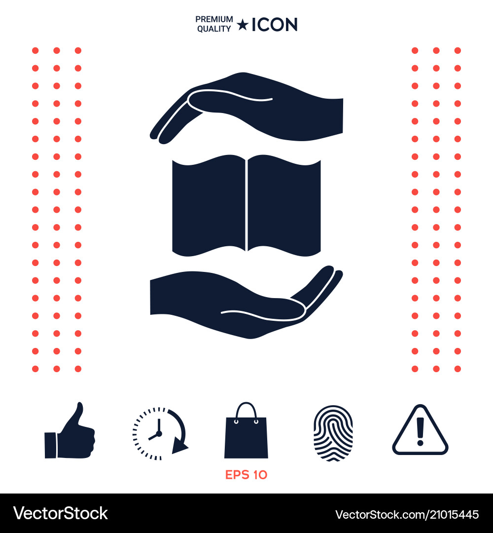 Hands holding book- protection symbol Royalty Free Vector
