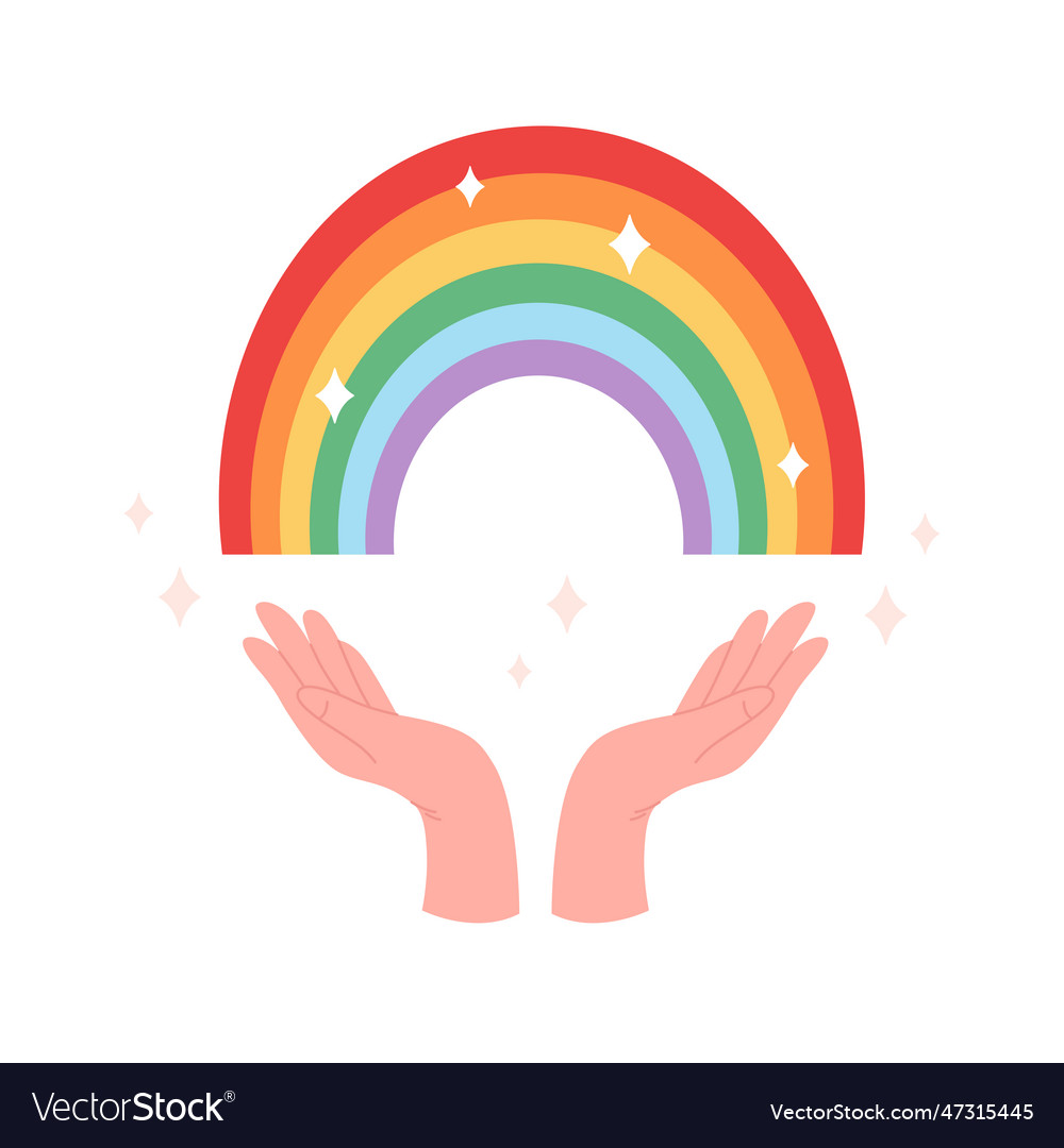 Hands with lgbtq rainbow love is love pride Vector Image
