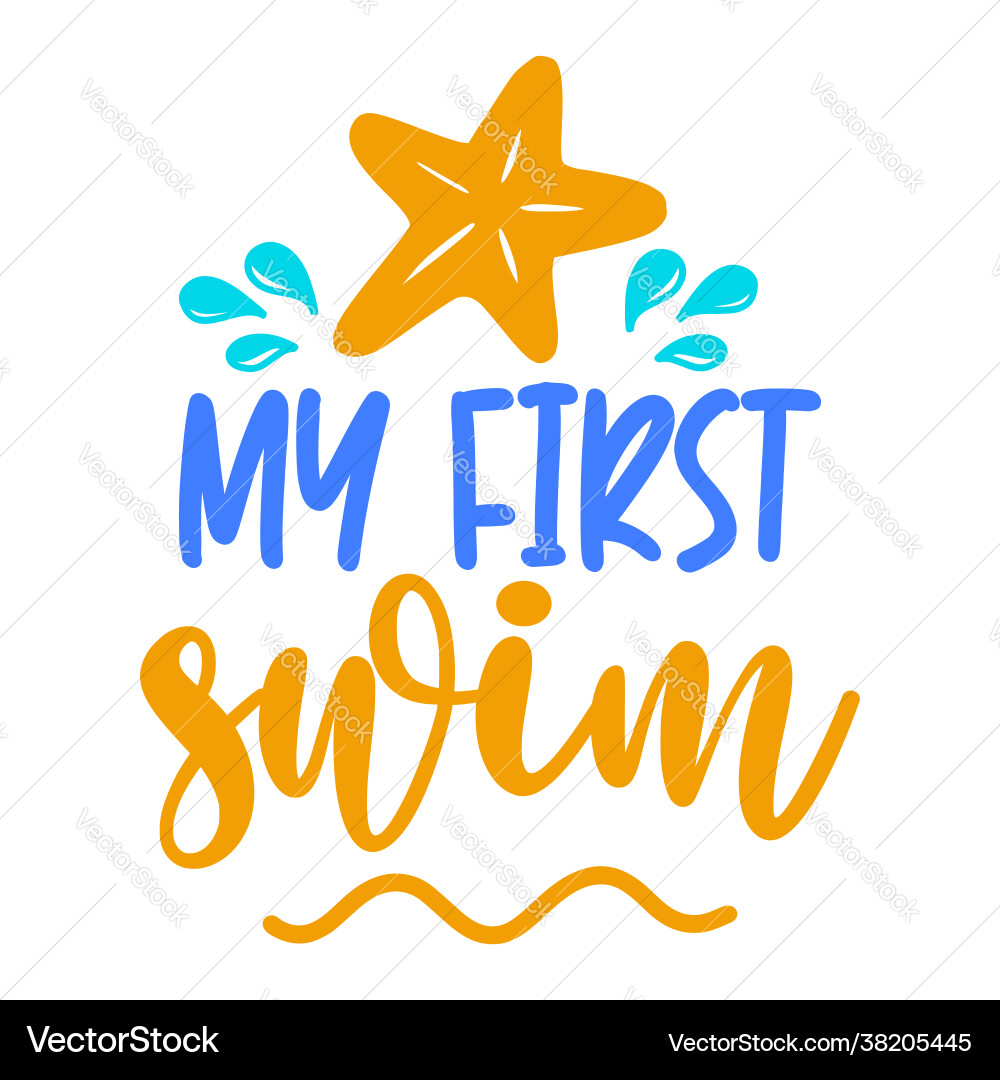 My first swim - scandinavian te Royalty Free Vector Image