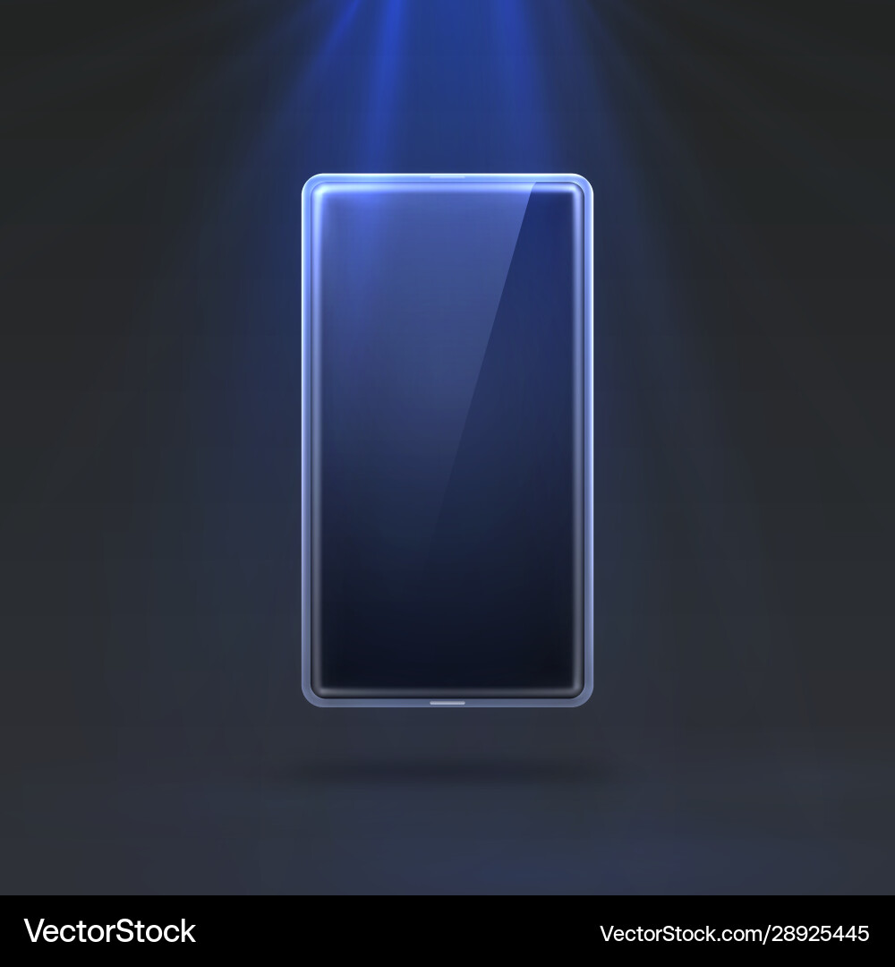Phone in bright blue color rays light in the Vector Image