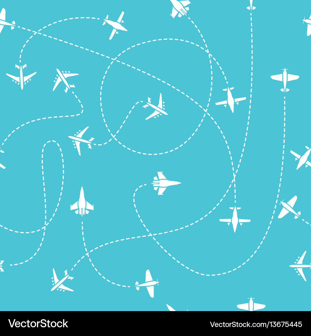 Plane travel seamless pattern world travelling Vector Image