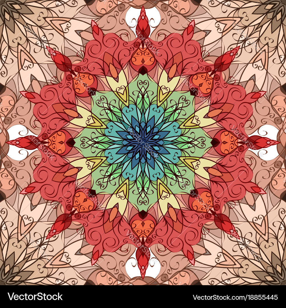 Seamless texture with patterned mandala Royalty Free Vector