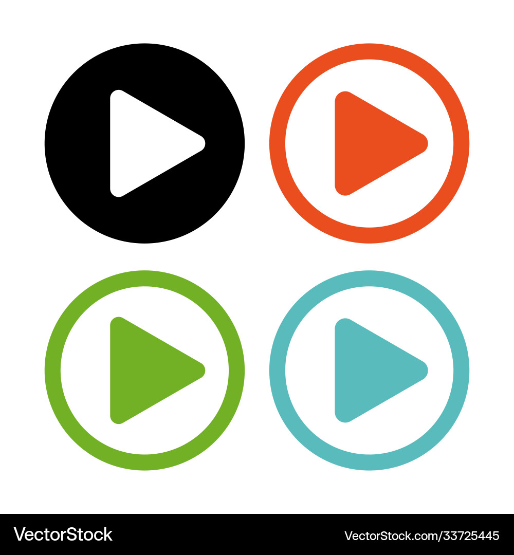 Set 4 colorful play signs play button eps10 Vector Image