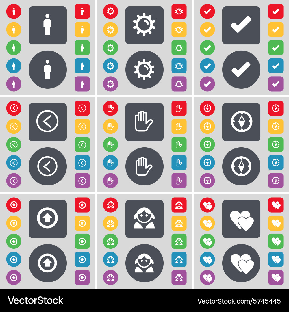 Silhouette gear tick arrow left hand compass Vector Image