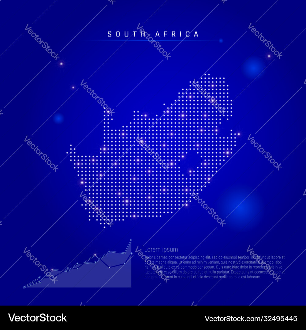 South africa illuminated map with glowing dots Vector Image