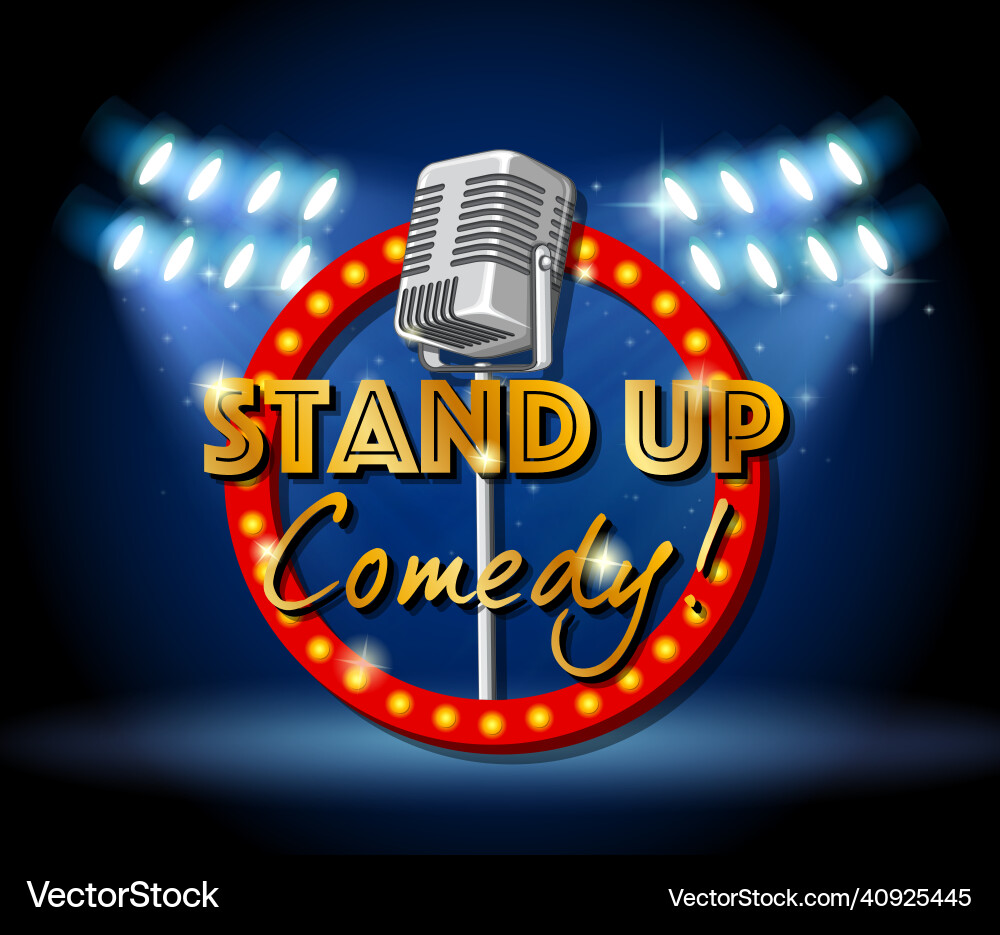 Stand up comedy banner with vintage microphone Vector Image