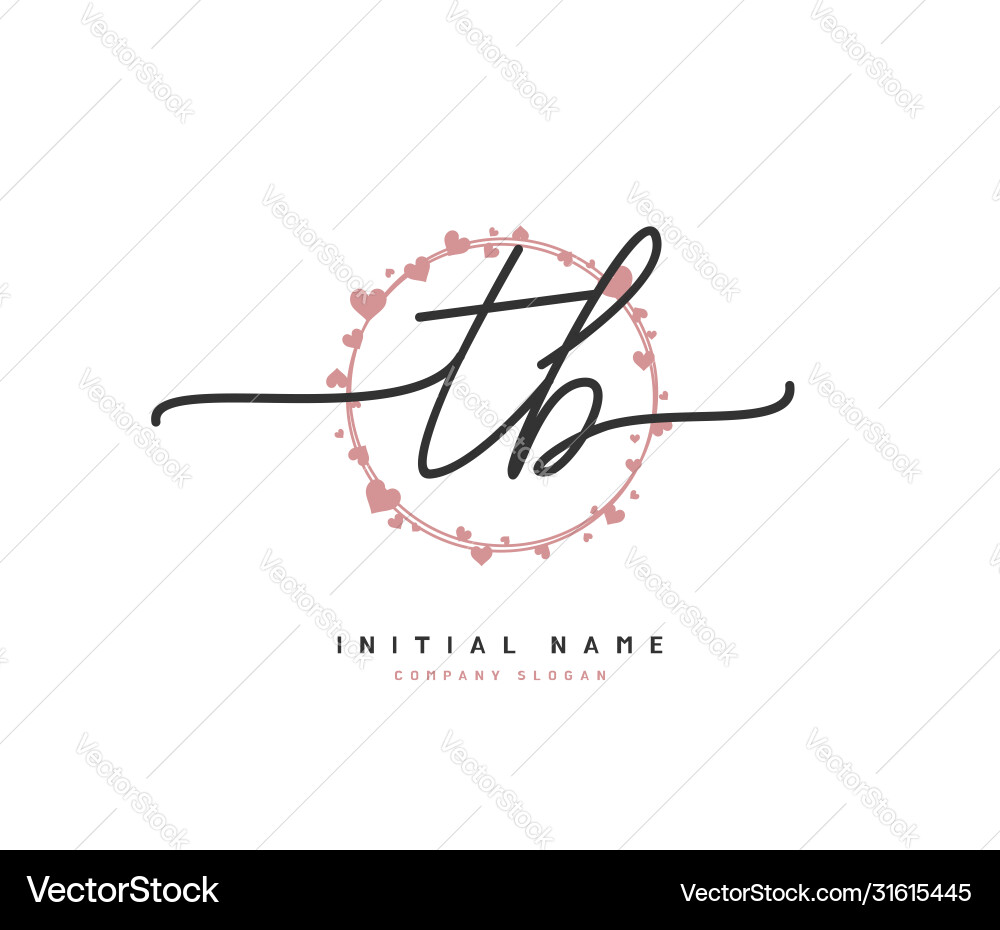 T b tb beauty initial logo handwriting logo Vector Image