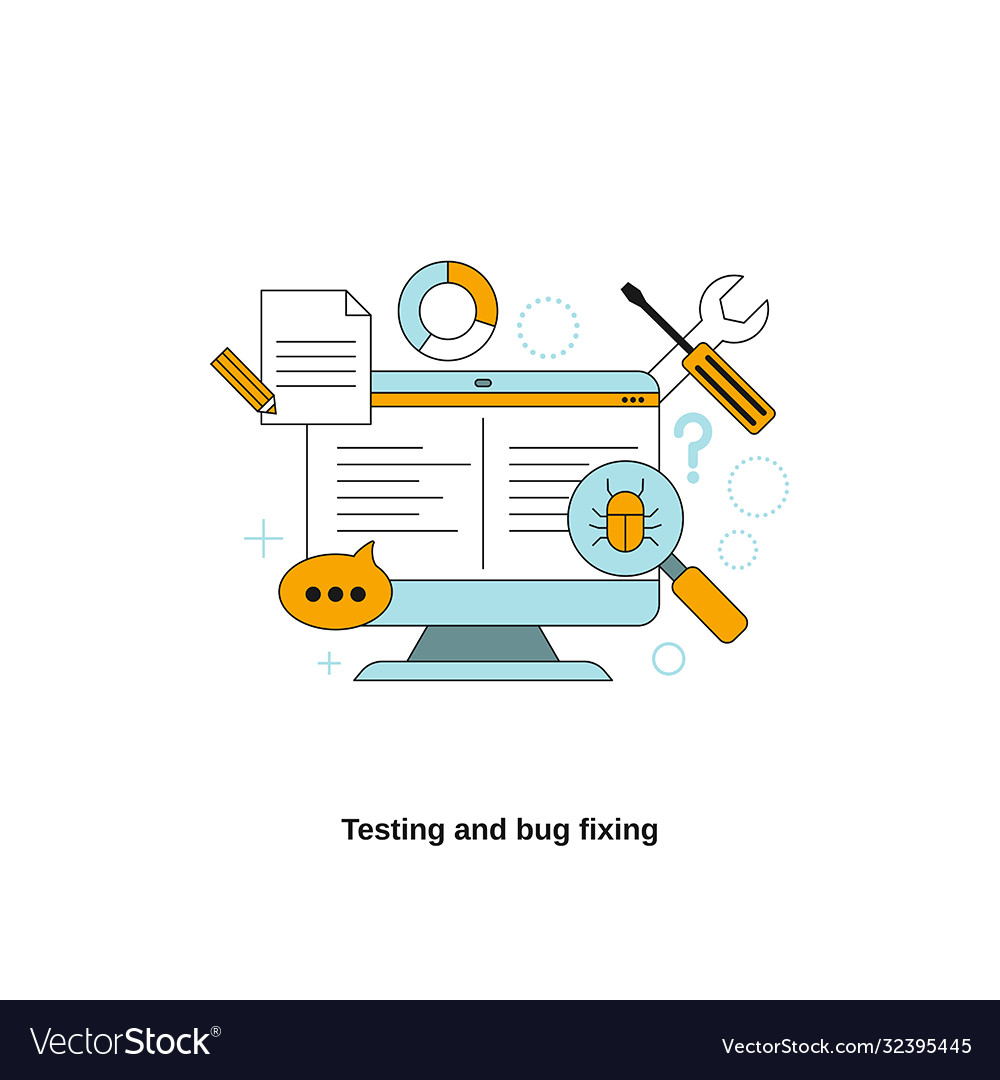 Testing and bug fixing concept Royalty Free Vector Image