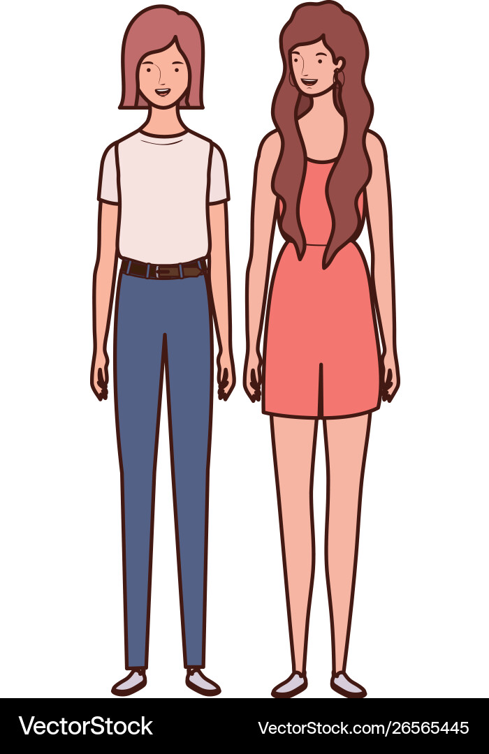 Young women standing on white background Vector Image