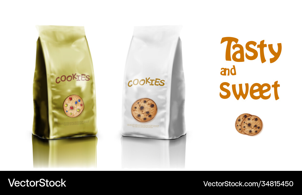 3d brown packaging design for chocolate cookies Vector Image