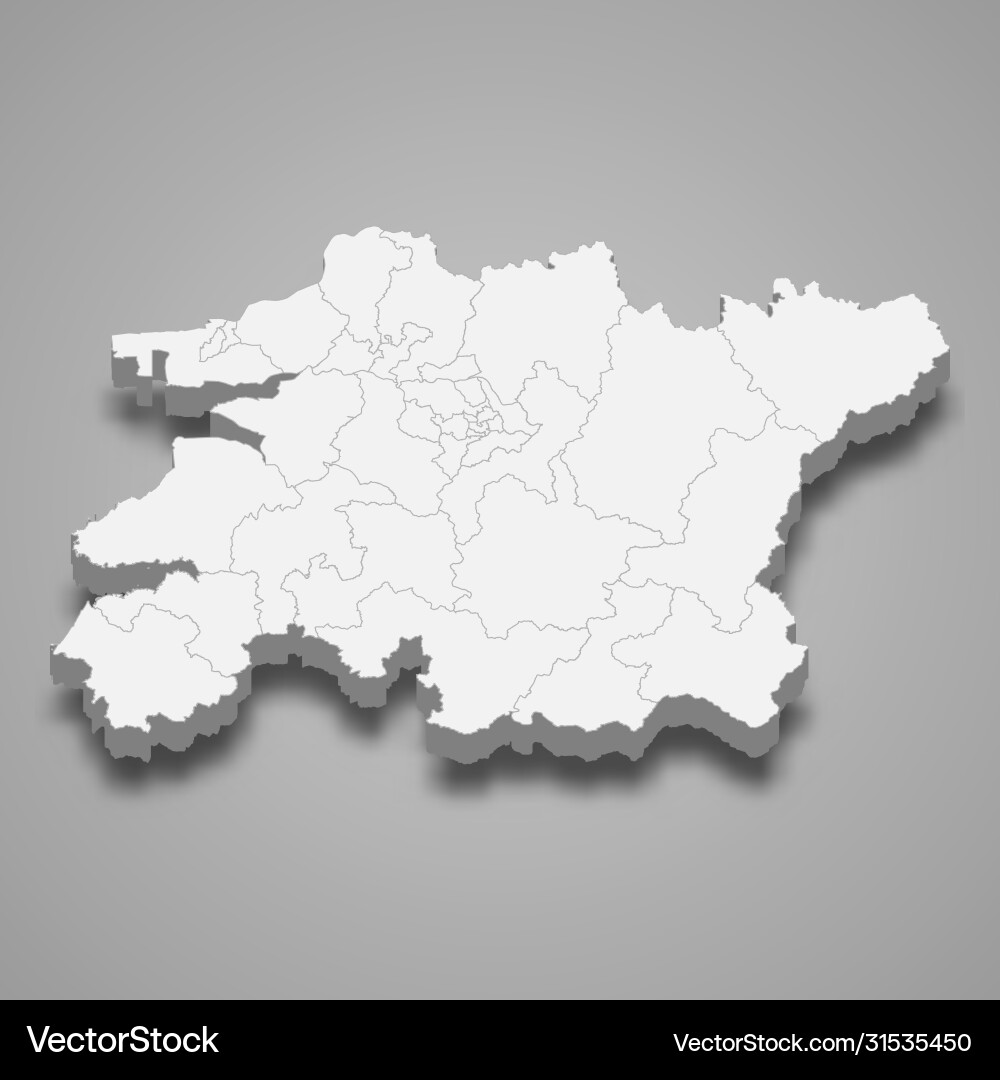 3d map region south korea Royalty Free Vector Image