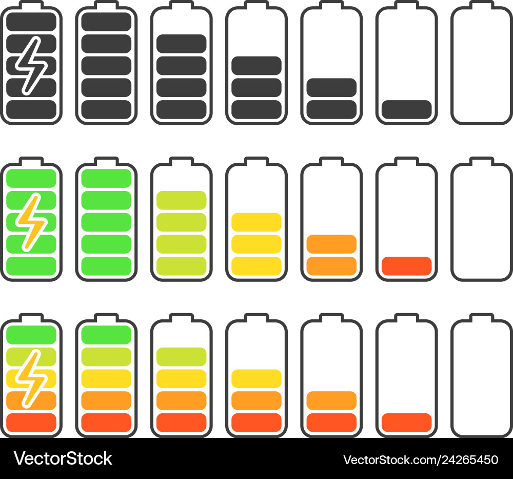 Battery icons set Royalty Free Vector Image - VectorStock