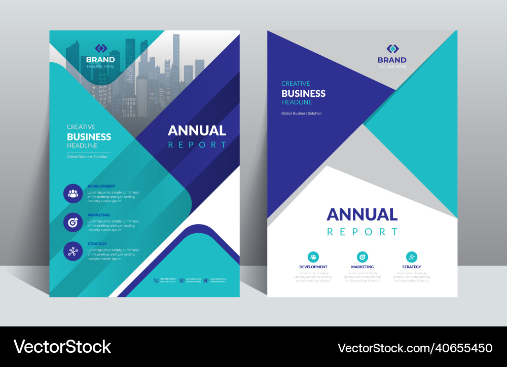 Blue green modern annual report design template Vector Image