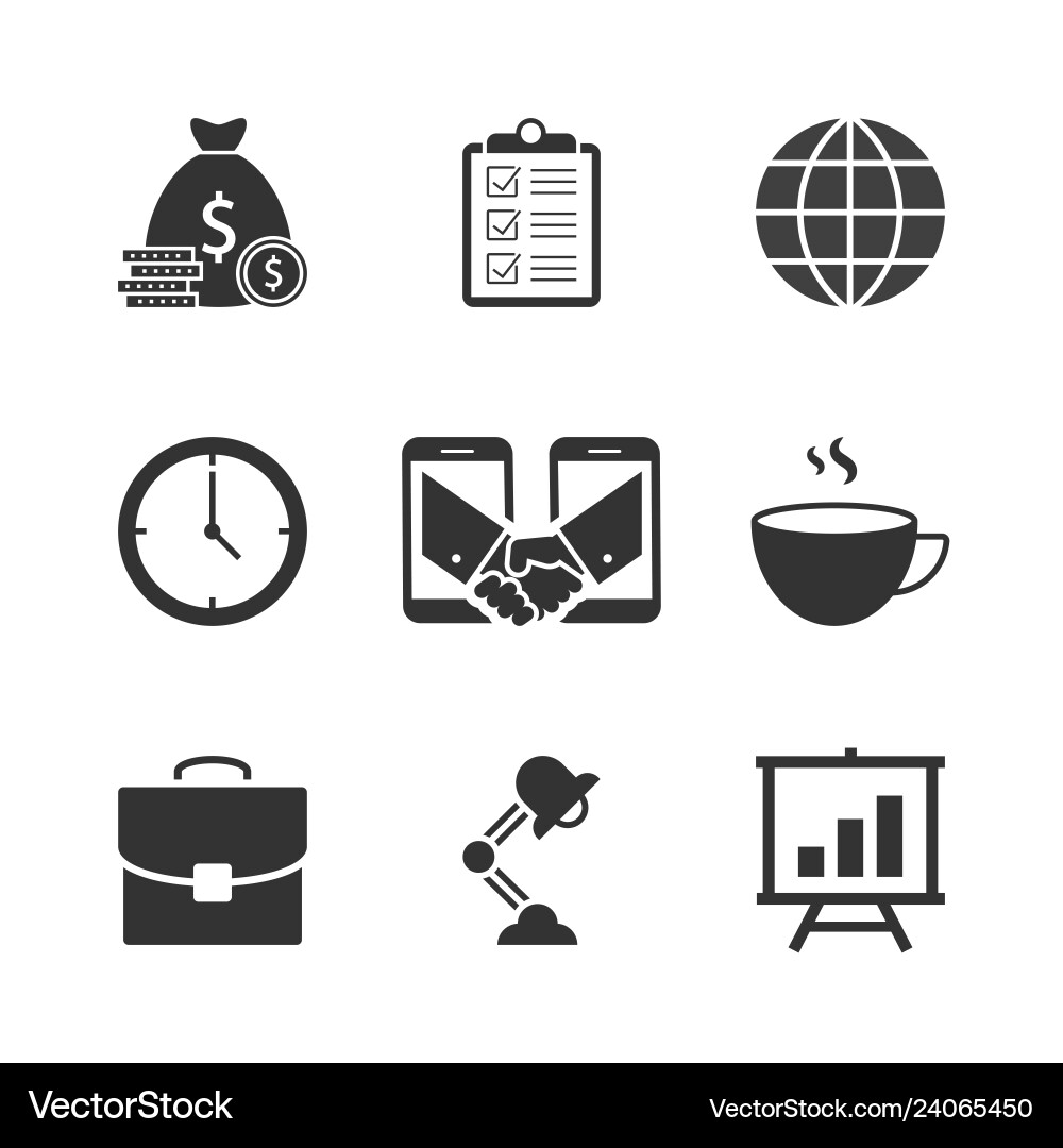 Business black icons Royalty Free Vector Image