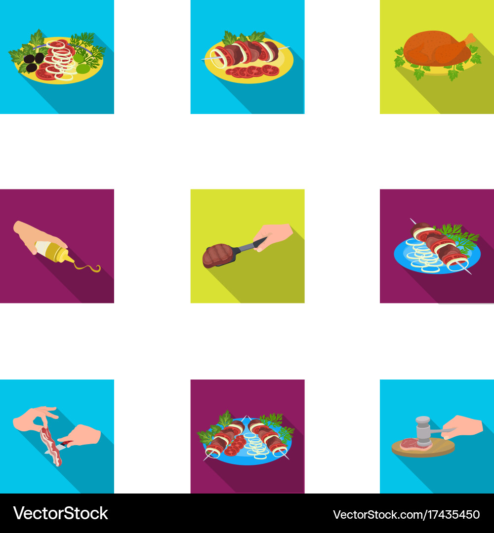 Fried chicken cooking chop slicing vegetables Vector Image