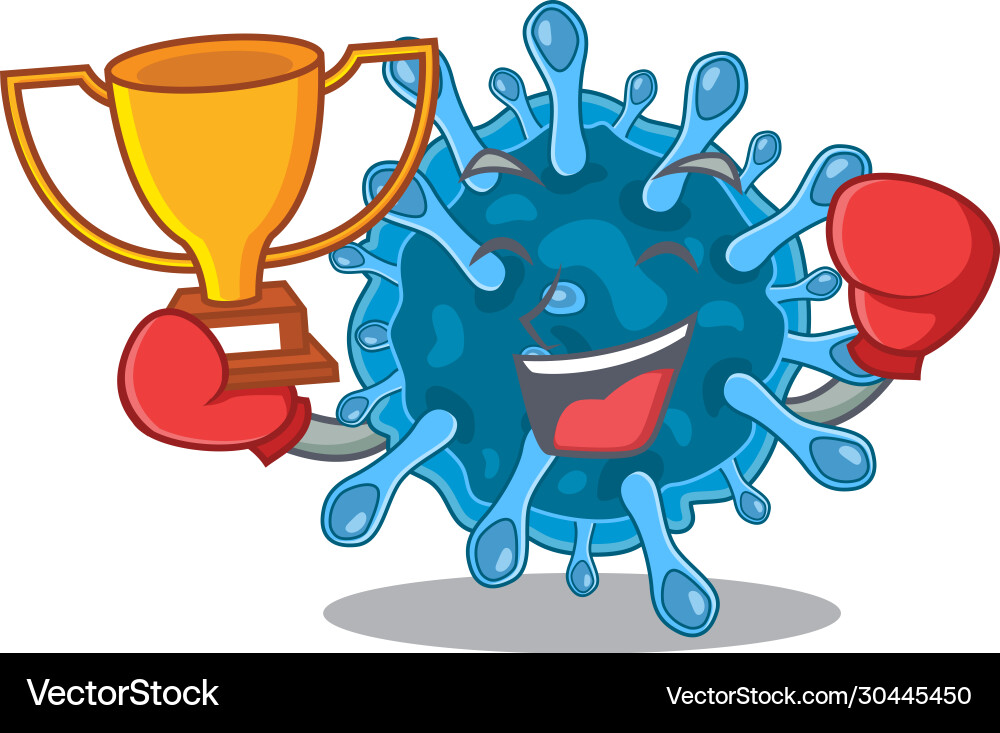 Happy face boxing winner microscopic corona Vector Image