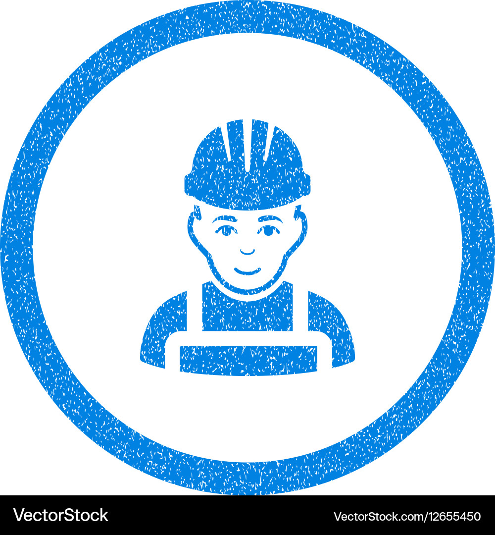 Happy mechanic rounded icon rubber stamp Vector Image