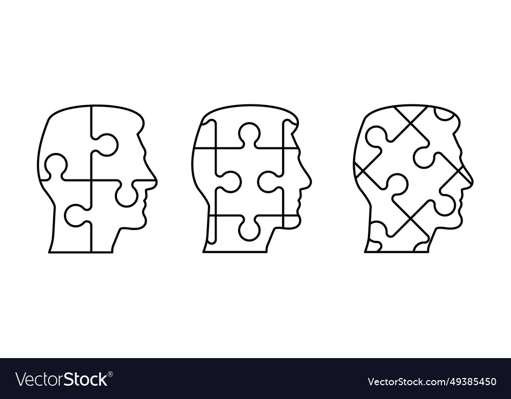 Jigsaw puzzle pieces head or face Royalty Free Vector Image Jigsaw puzzle pieces head or face Royalty Free Vector Image