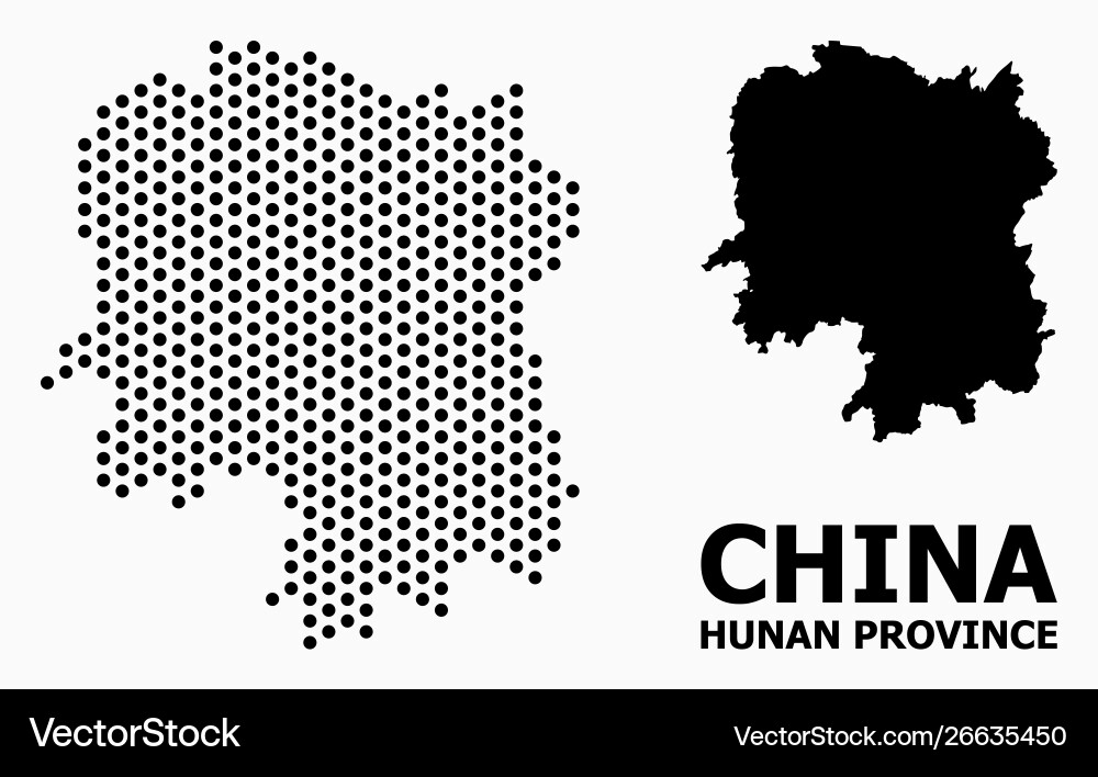Pixelated mosaic map hunan province Royalty Free Vector