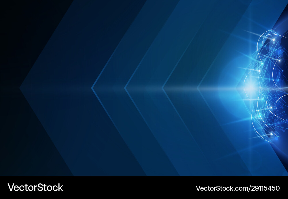 Planet earth with sunrise and technology network Vector Image