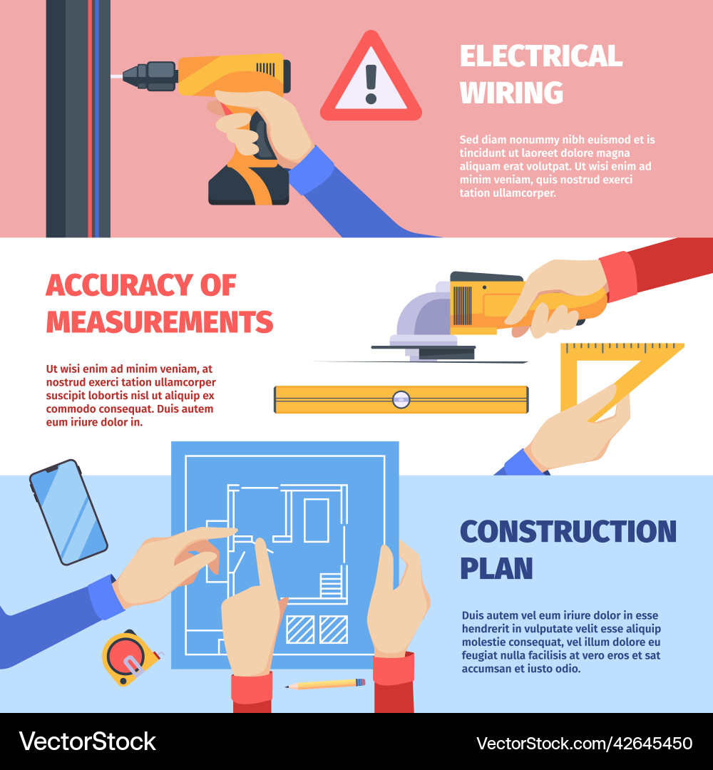 Repair tools banners equipment for professional Vector Image