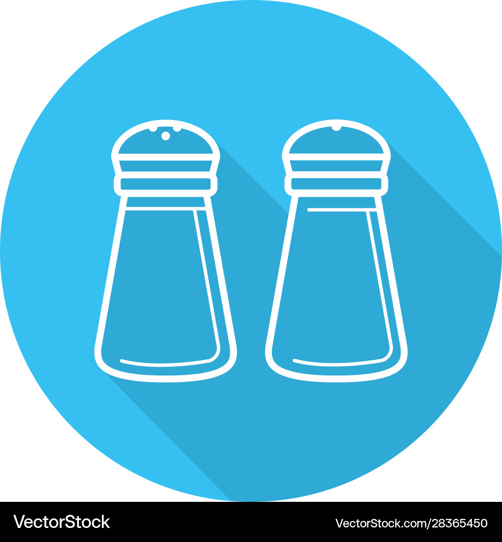 Salt and pepper shakers flat linear long shadow Vector Image