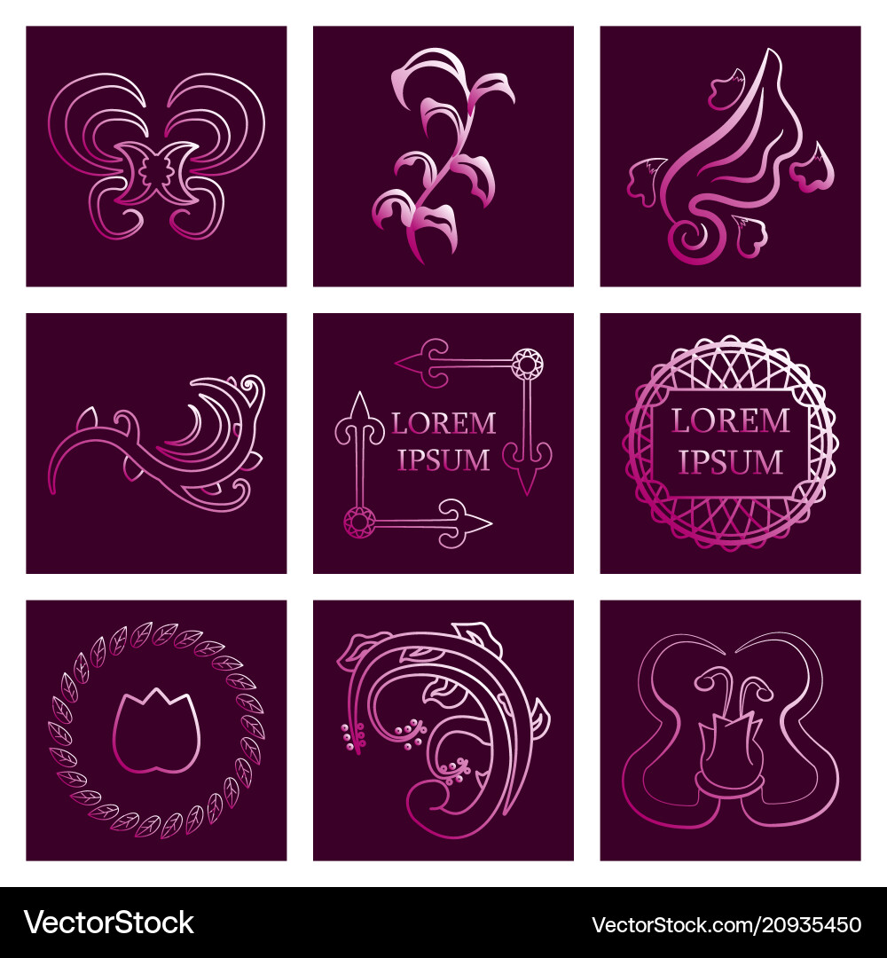 Set of flat design elements in vintage style Vector Image