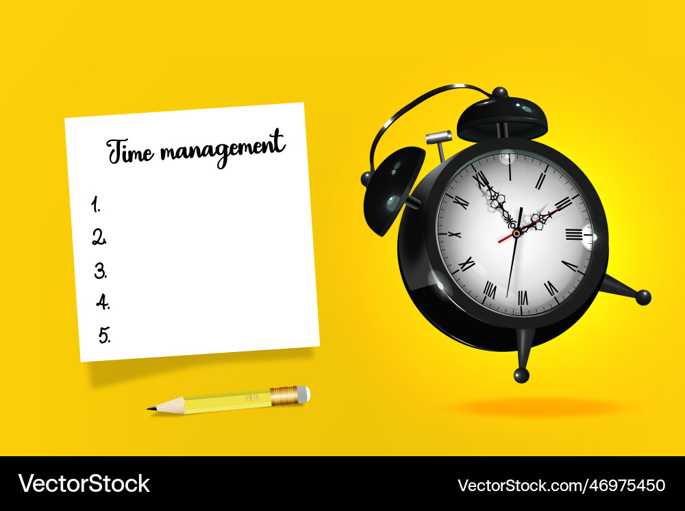 Time management concept black alarm clock Vector Image