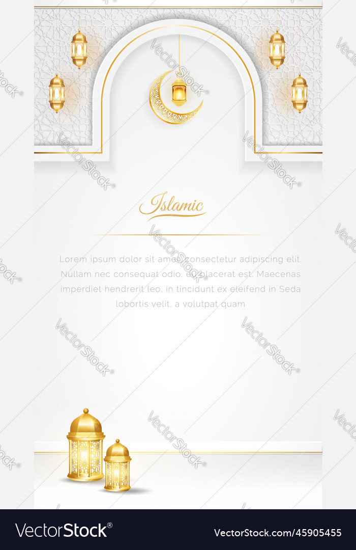 Arabic Islamic Elegant White And Golden Luxury Bac