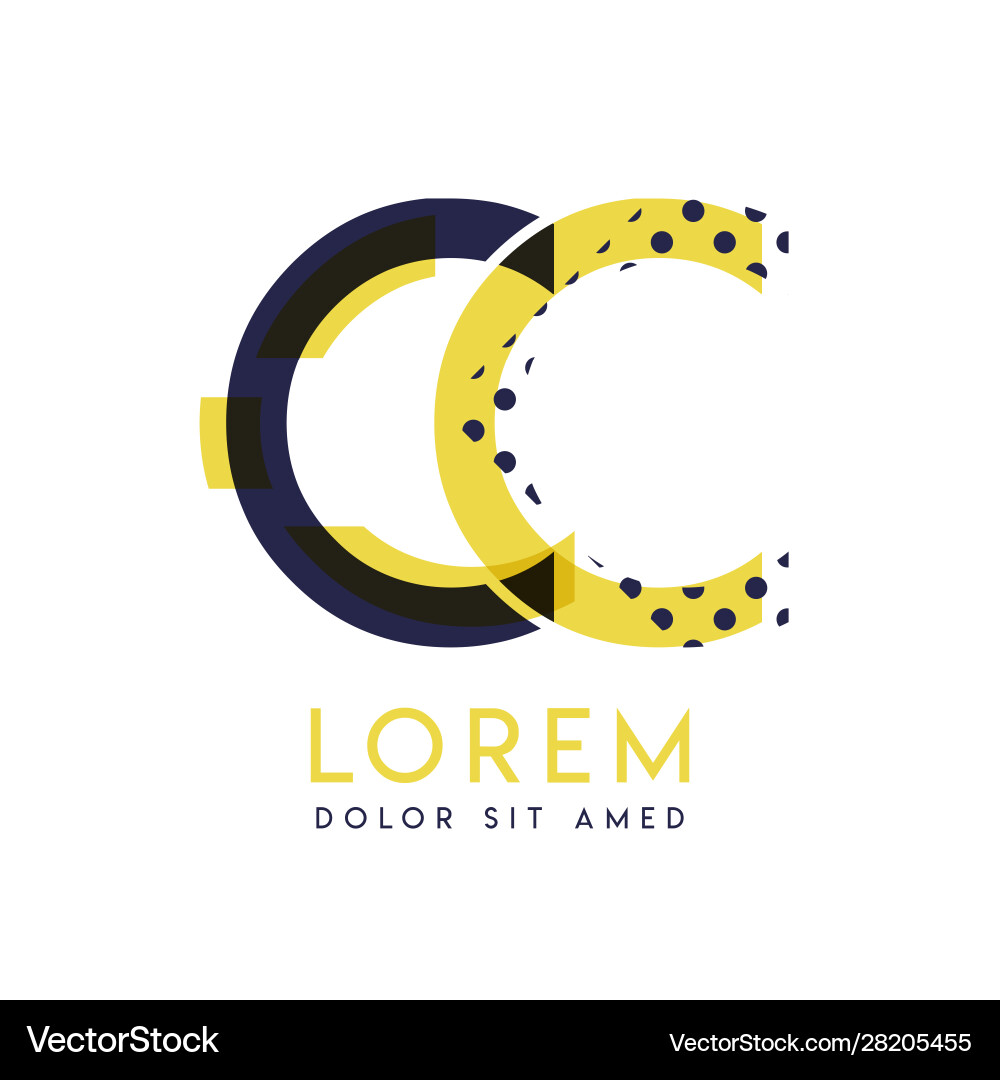 Cc simple logo design with yellow and purple Vector Image