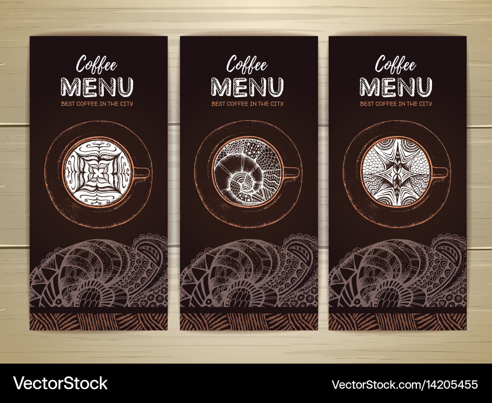 Coffee menu design sketch of cup Royalty Free Vector Image