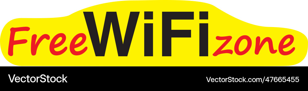 Comic free wifi zone sign on yellow background Vector Image