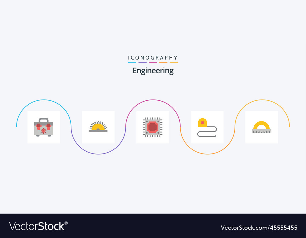 Engineering flat 5 icon pack including ruler Vector Image