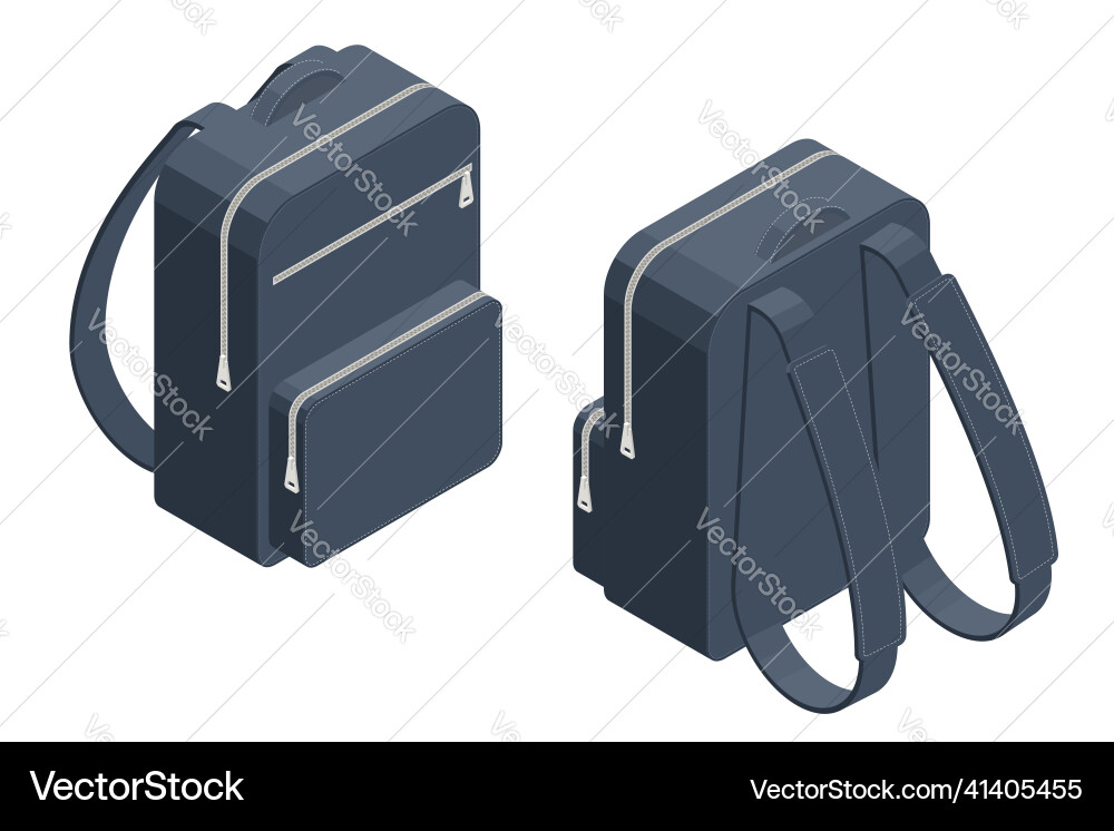 Isometric school bag isolated on white backpacks Vector Image