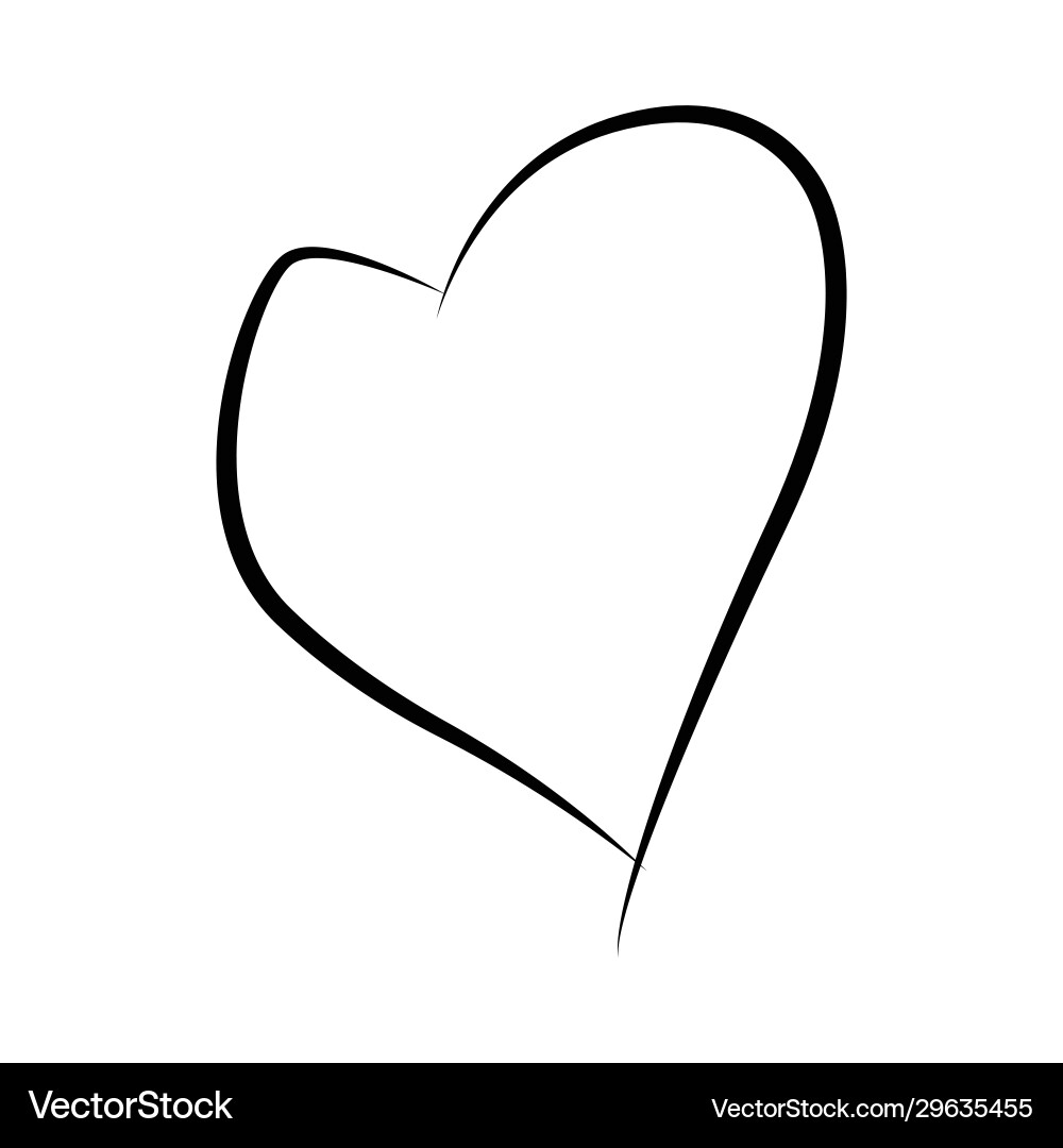 Outline hand drawn heart icon collection Vector Image
