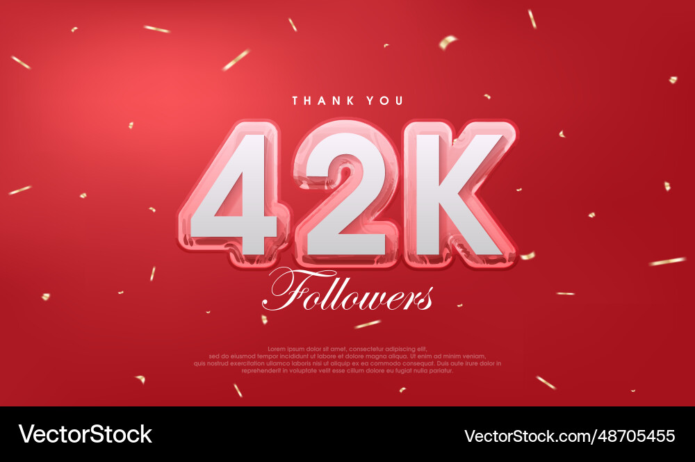 Red background for 42k followers celebration Vector Image