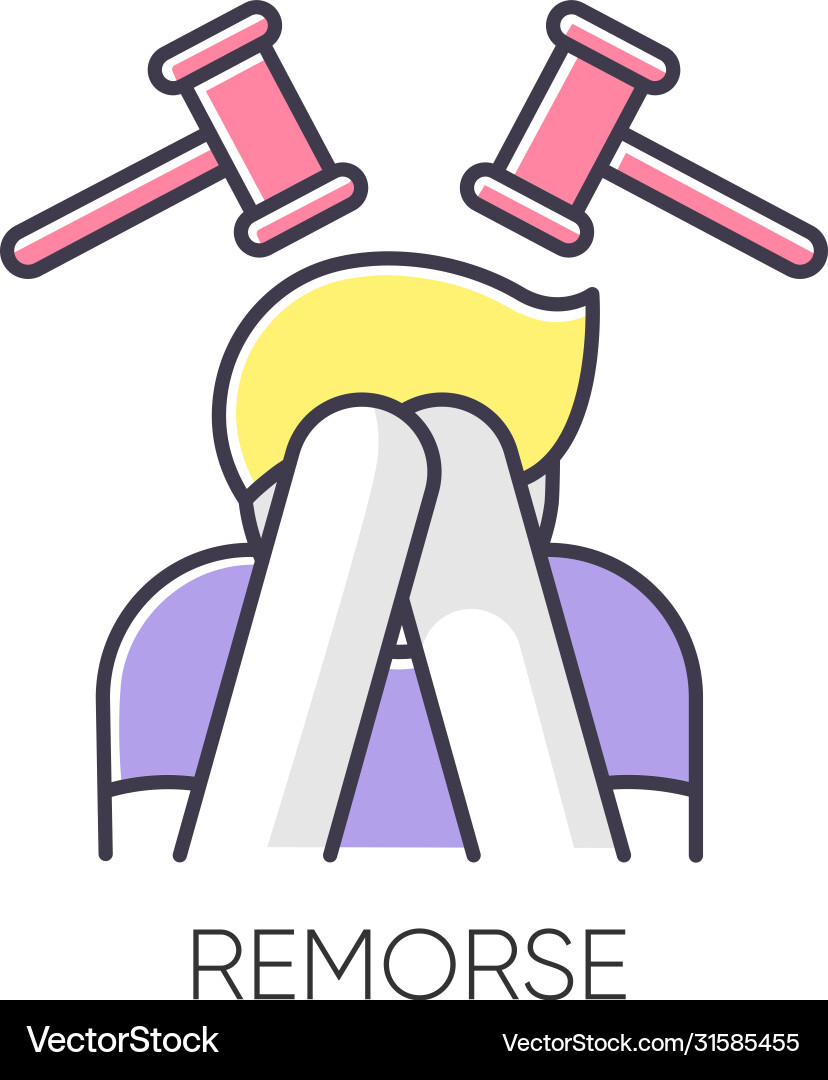 Remorse rgb color icon Royalty Free Vector Image